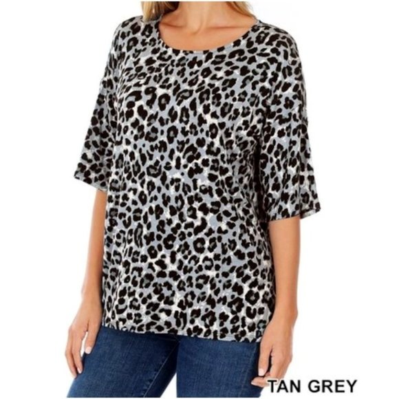 Zenana Outfitters | Tops | New Tan Grey Leopard Print Tee | Poshmark